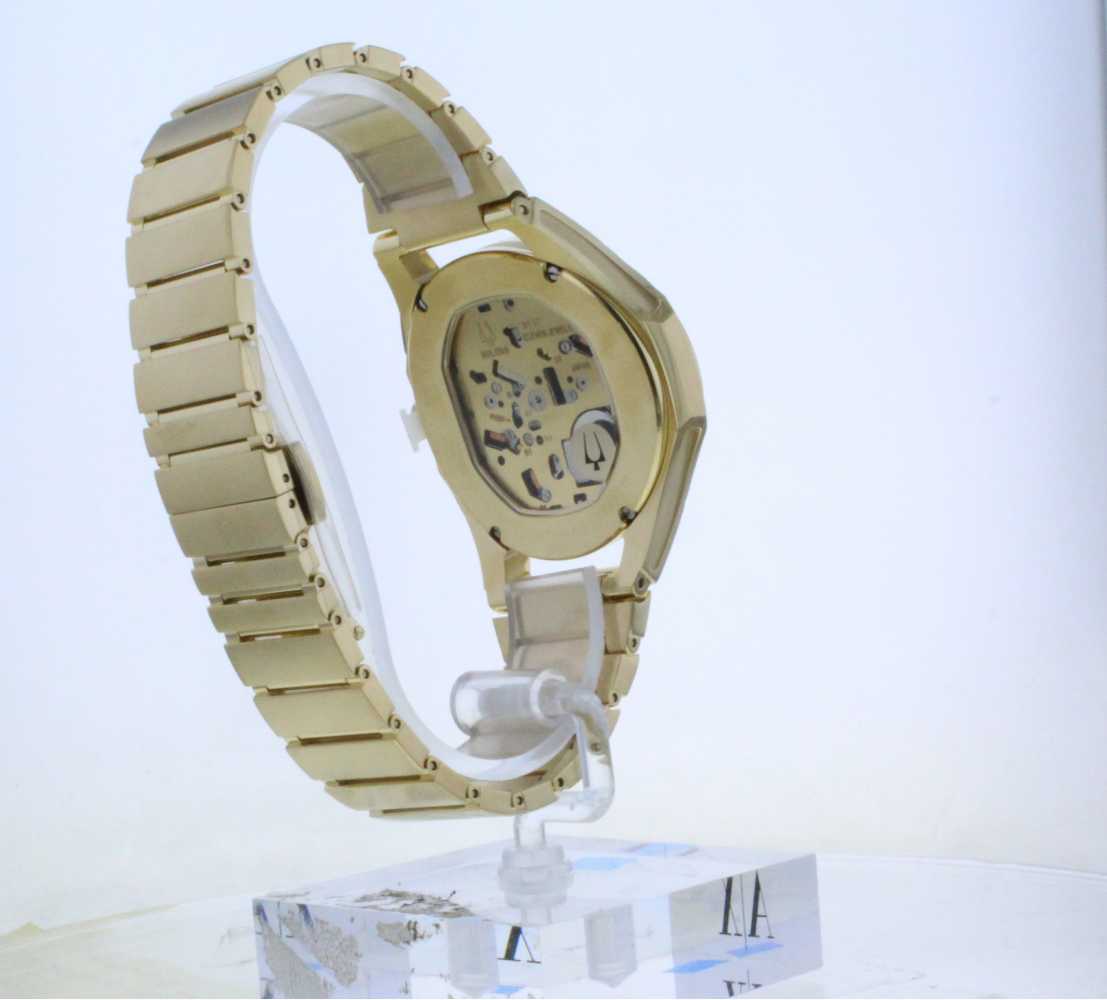 Bulova | Curv | Mens | Gold Tone Bracelet | Black Chrono Dial | 97A144 ...